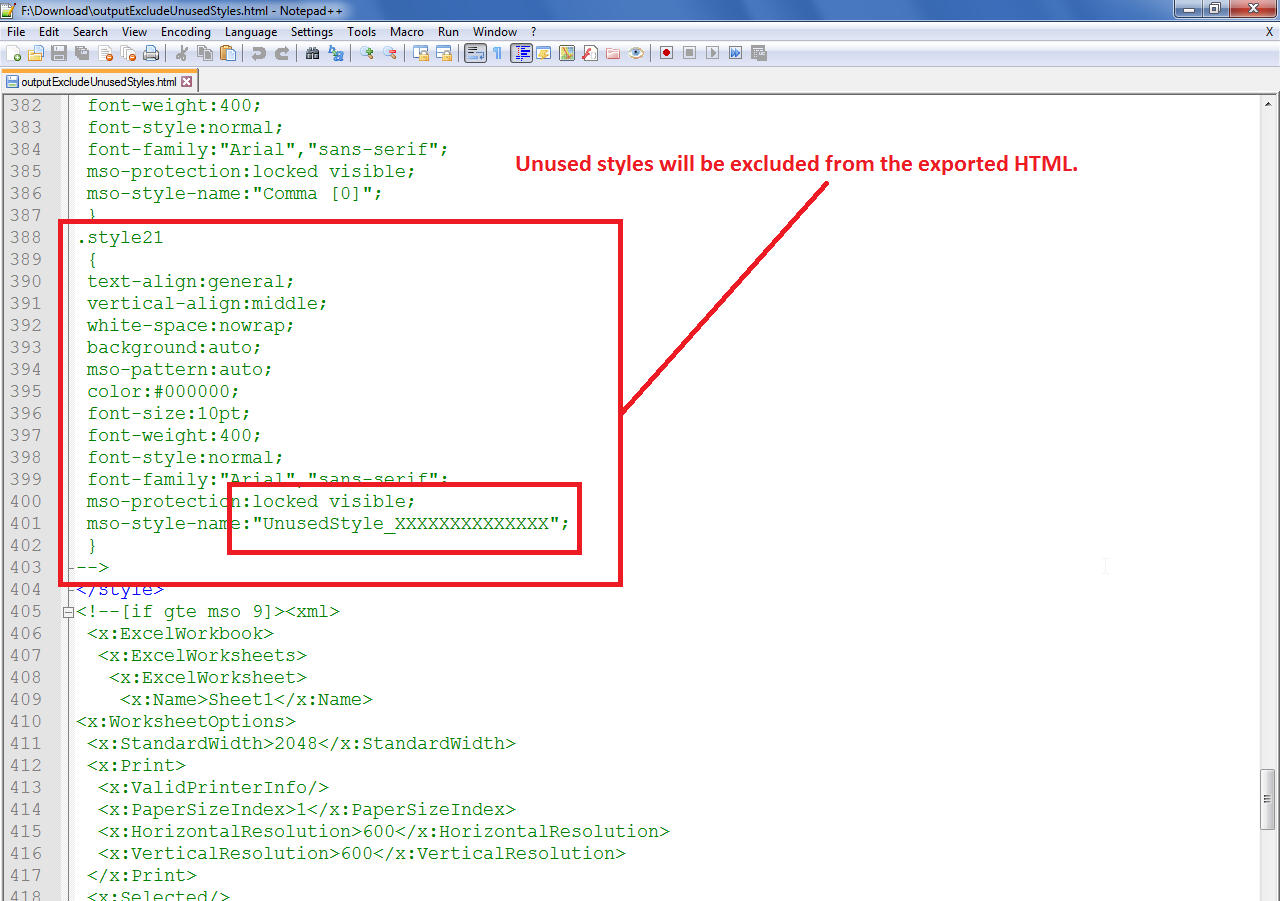 Exclure les styles inutilisés lors de la conversion Excel vers HTML avec JavaScript via C++ ...