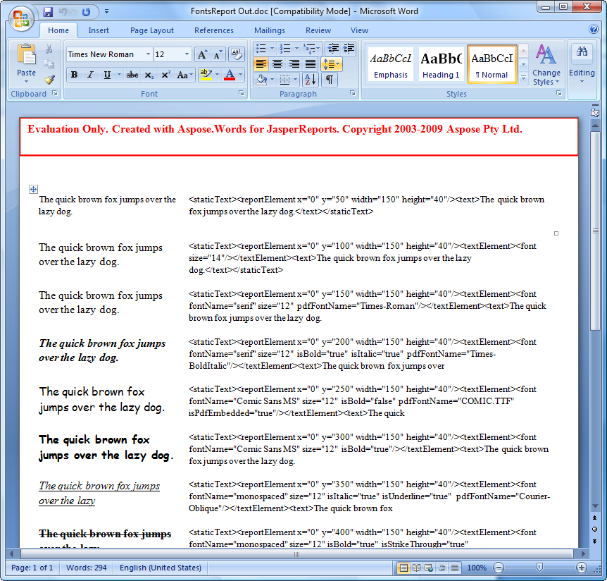 Evaluate Aspose Words Aspose Words For JasperReports